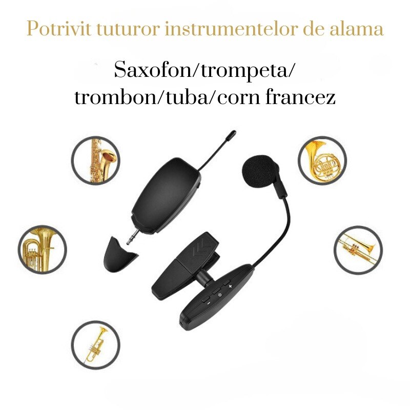 Microfon Profesional VENTART pentru Saxofon/Trompeta, Emitator si ...