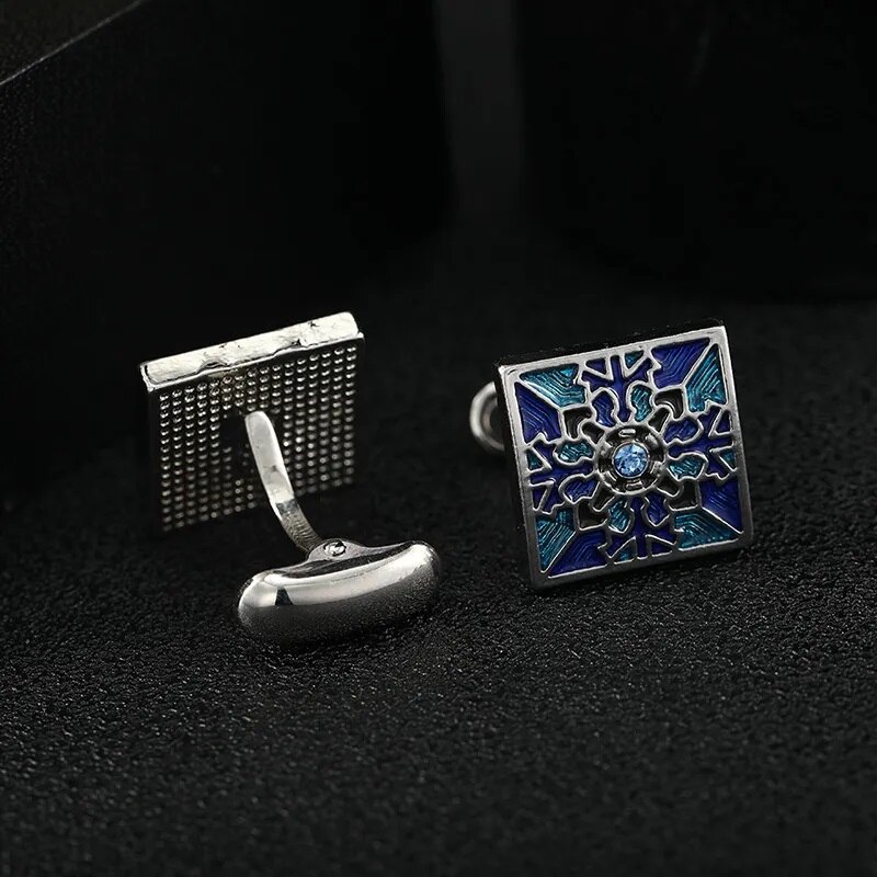 Butoni Camasa 5818, Sic Moda, Argintiu/Albastru, Aliaj Metalic - eMAG.ro