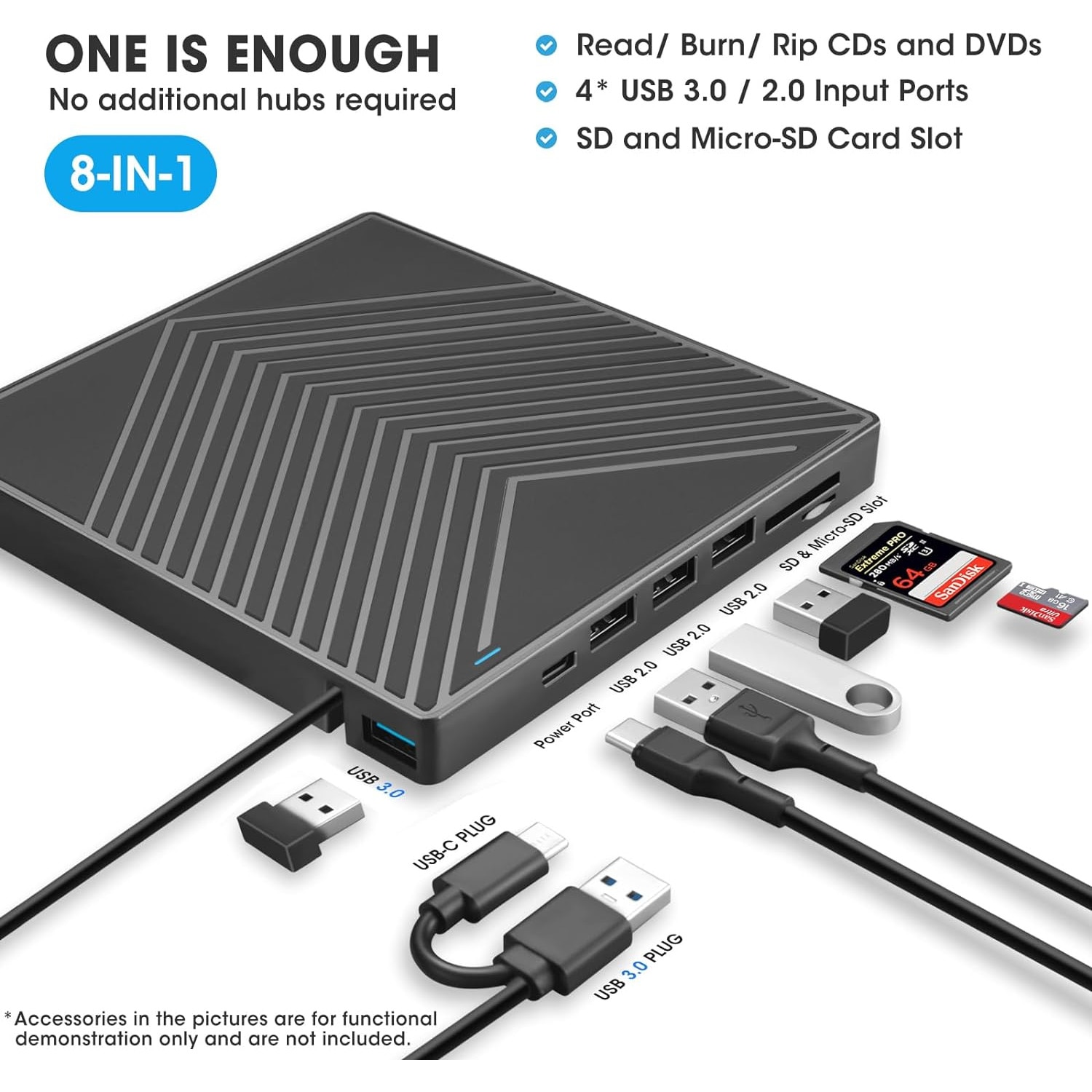 Unitate externa CD/DVD, Compatibil laptop, PC, Desktop, Mac Book ...