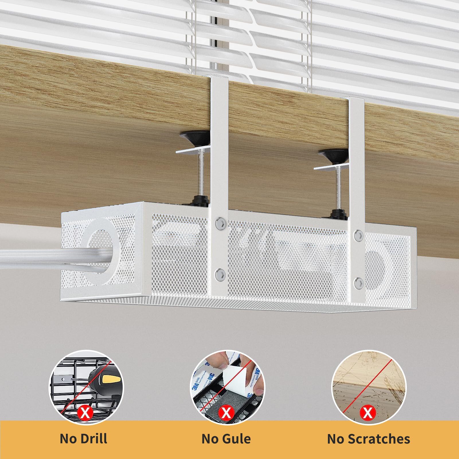 Set organizator cabluri sub birou 20 piese, WALALLA, Plastic, Alb - eMAG.ro