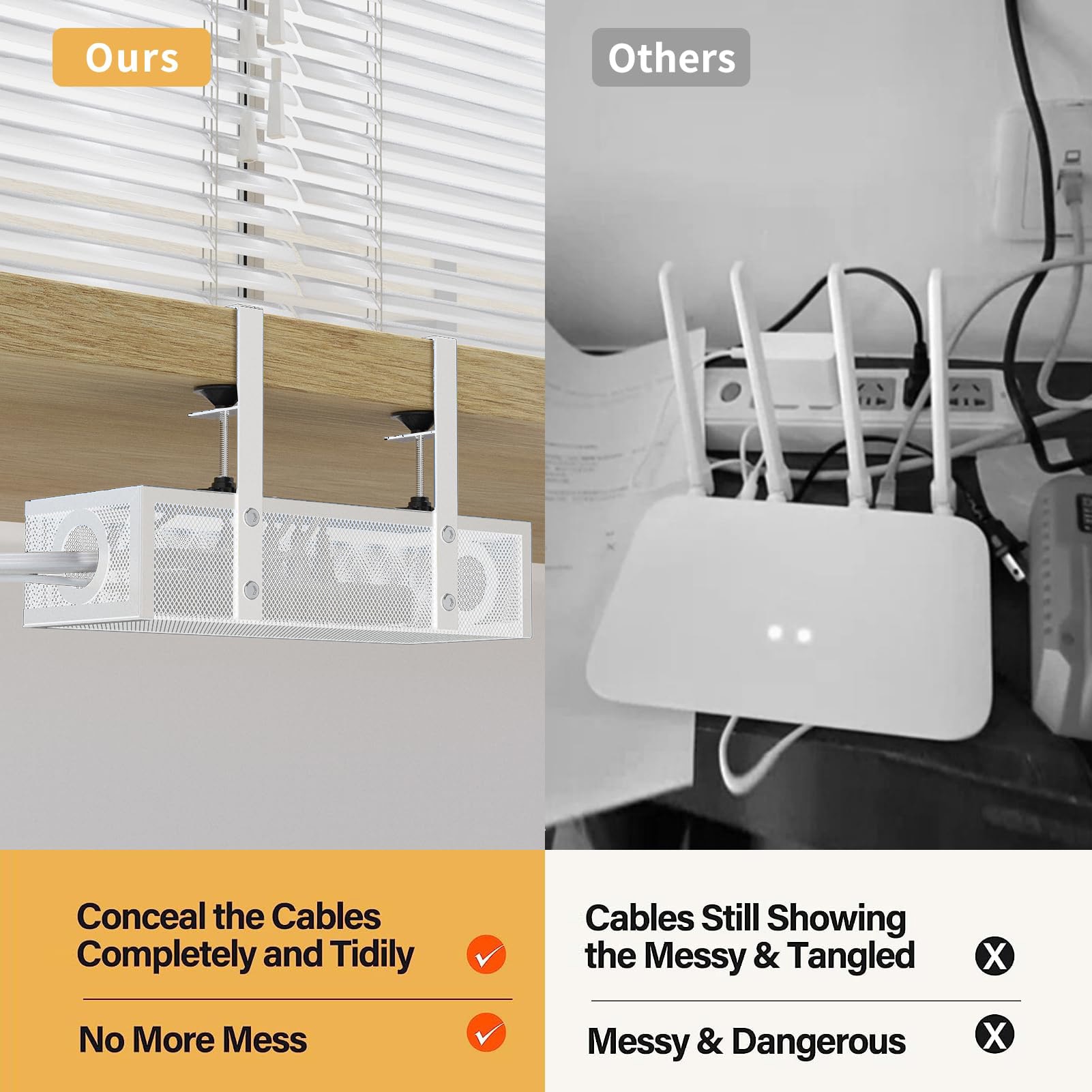 Set organizator cabluri sub birou 20 piese, WALALLA, Plastic, Alb - eMAG.ro