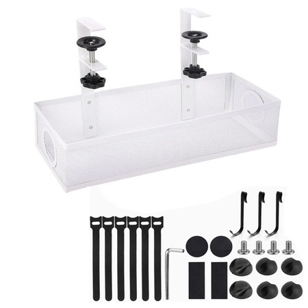 Set organizator cabluri sub birou 20 piese, WALALLA, Plastic, Alb - eMAG.ro