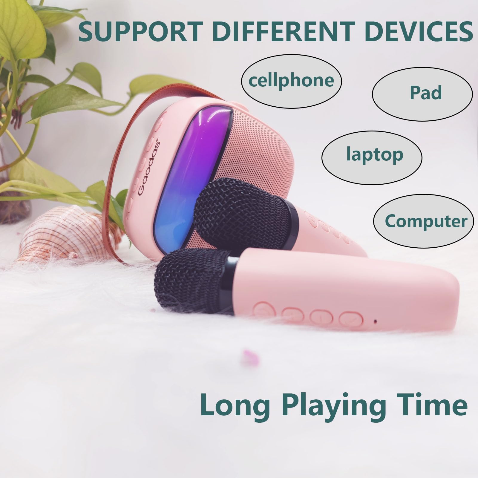 Set Microfon Karaoke pentru copii, WALALLA, Lumina RGB, Wireless/DSP ...