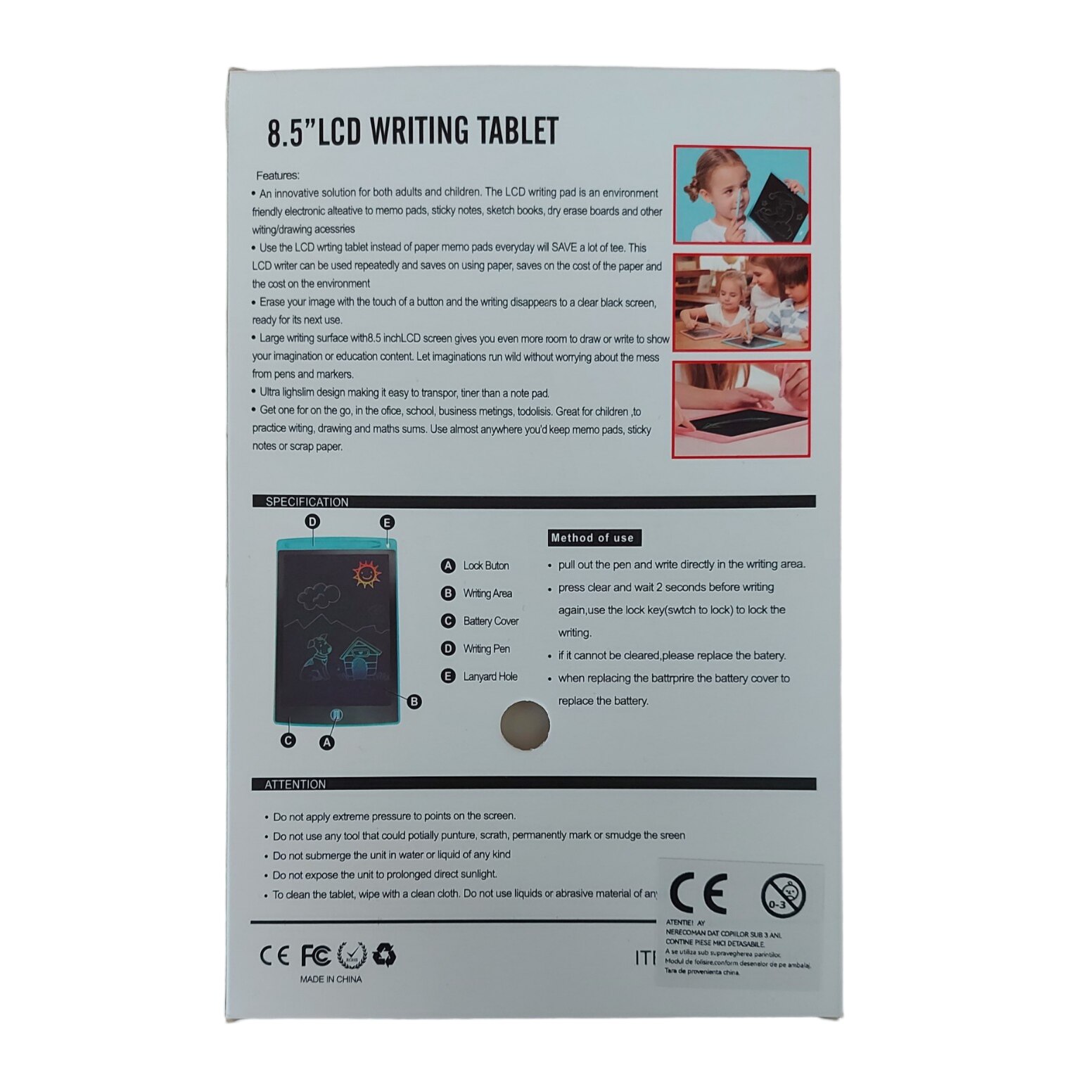 Tableta digitala color 8.5 inch, pentru scris si desenat cu ecran LCD ...