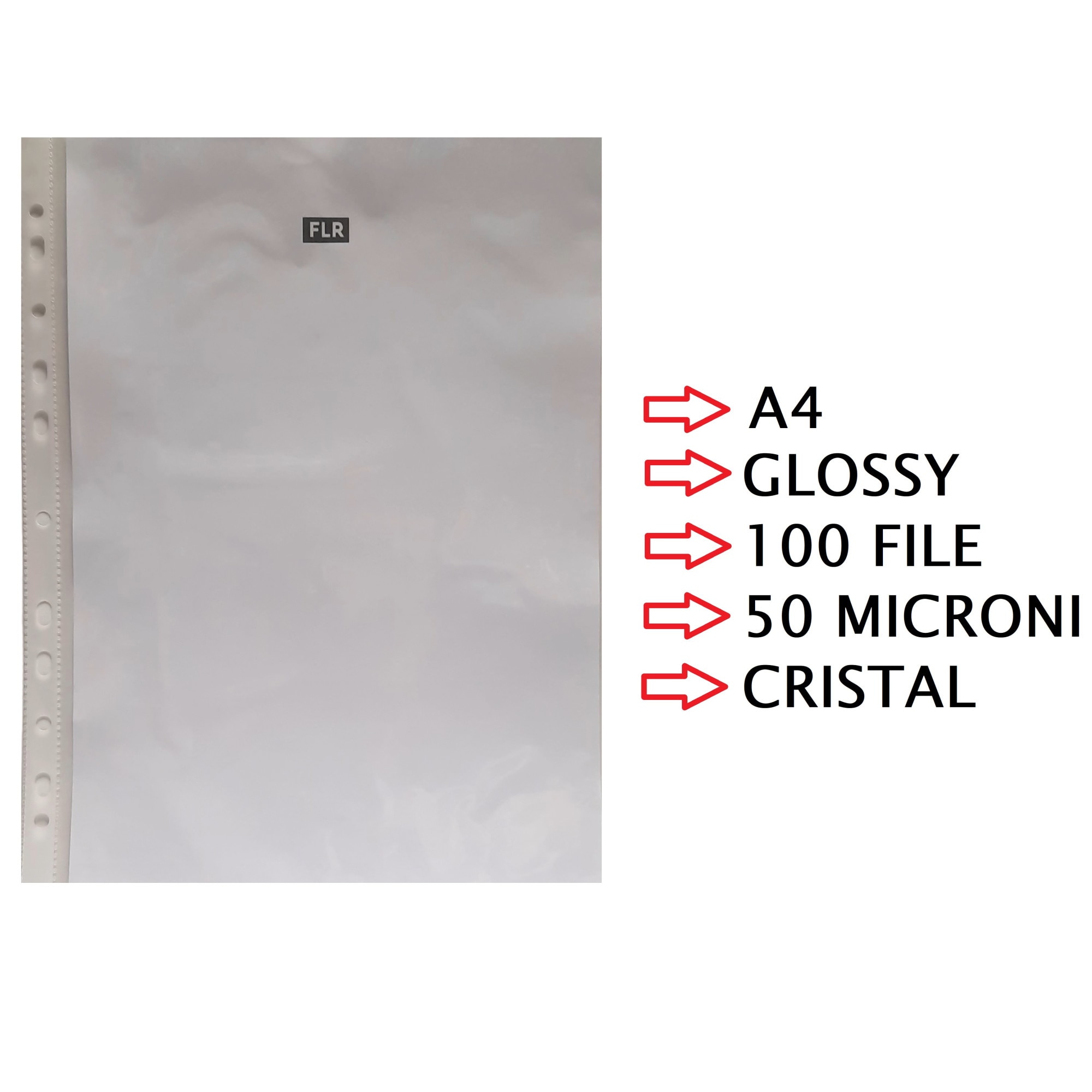 File protectie documente cristal, A4, FLR, 50 microni, 100 buc/set, din ...