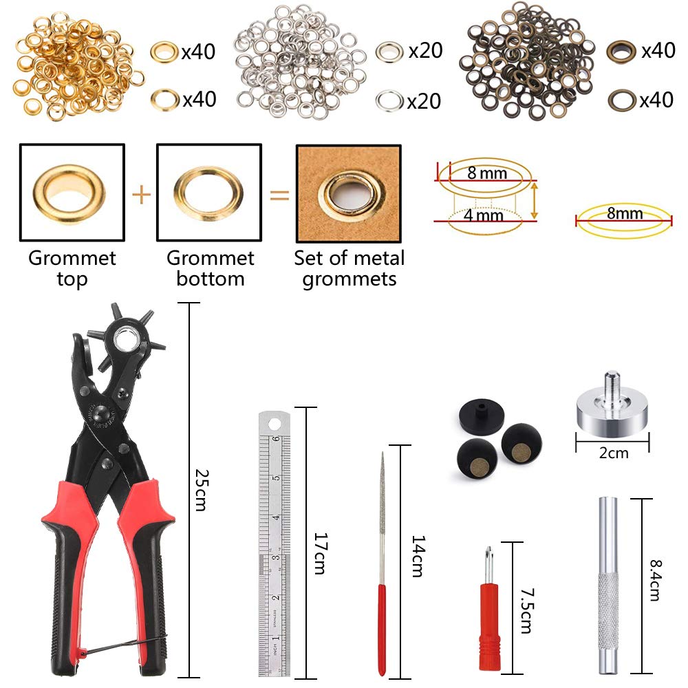 Set cleste preducea si accesorii pentru perforare curele, MOSMAOO®, 100 ...