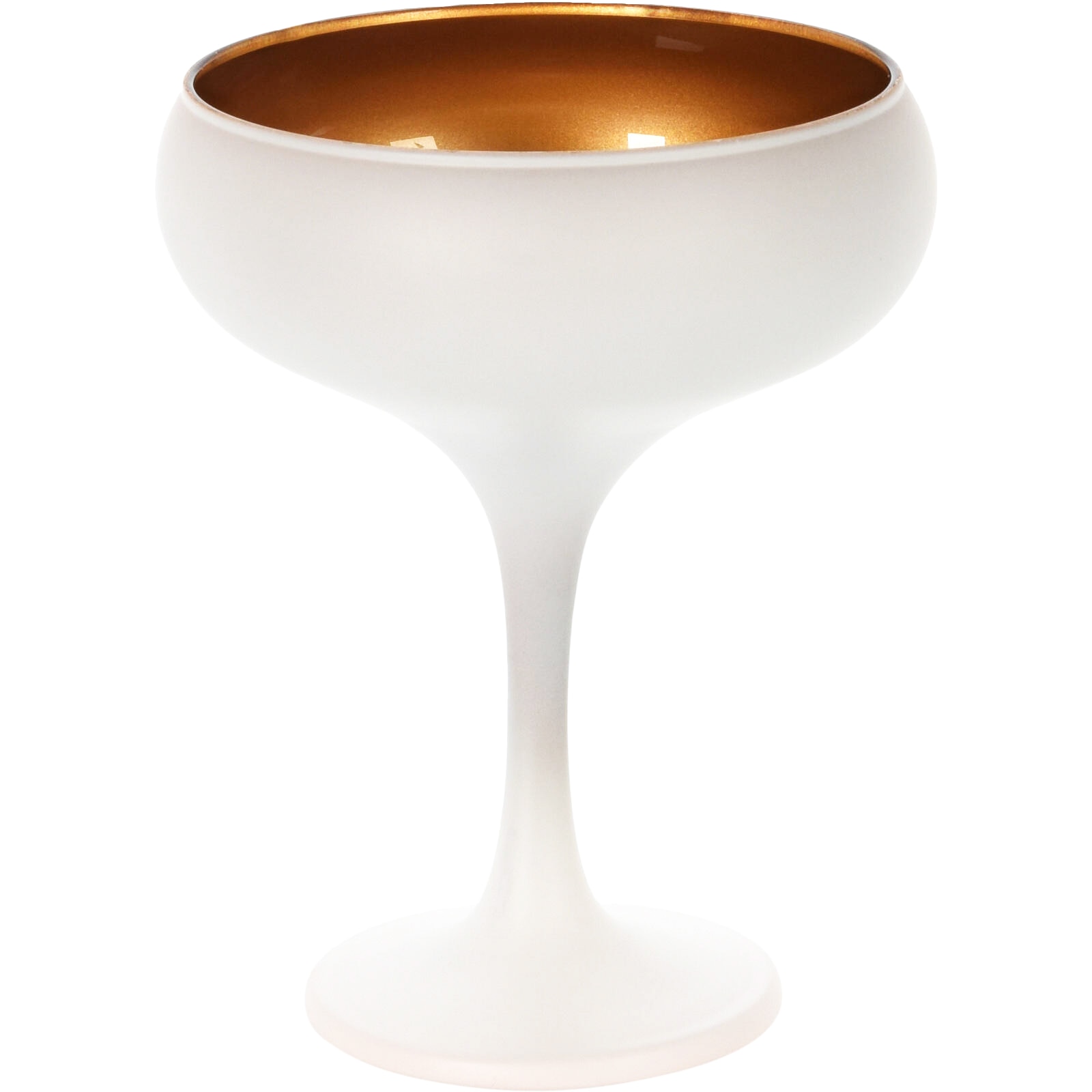 Set 6 pahare cu picior pentru sampanie, cocktail, alb mat, interior ...