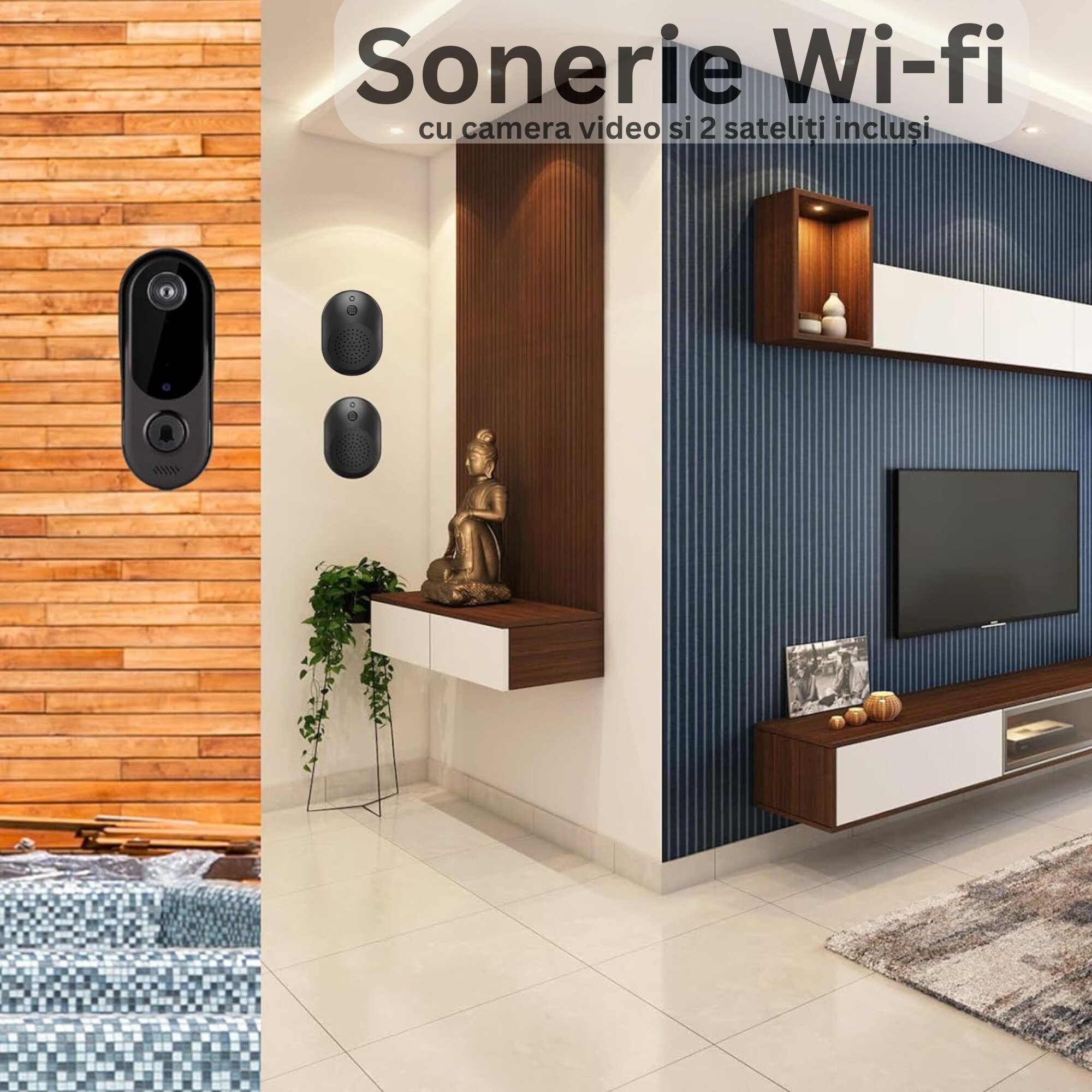 Sonerie Fara Fir Wireless KATLION, cu camera video call, Impermeabil in ...
