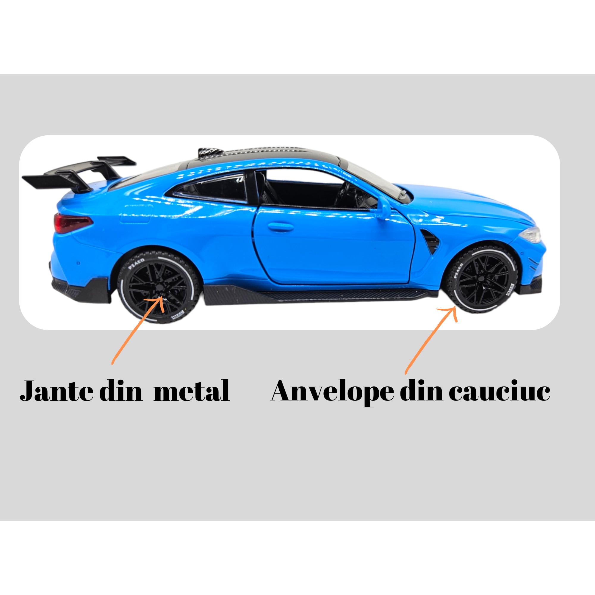 Masina metalica tip BMW M4, Usi mobile, Capota si portbagaj care se ...