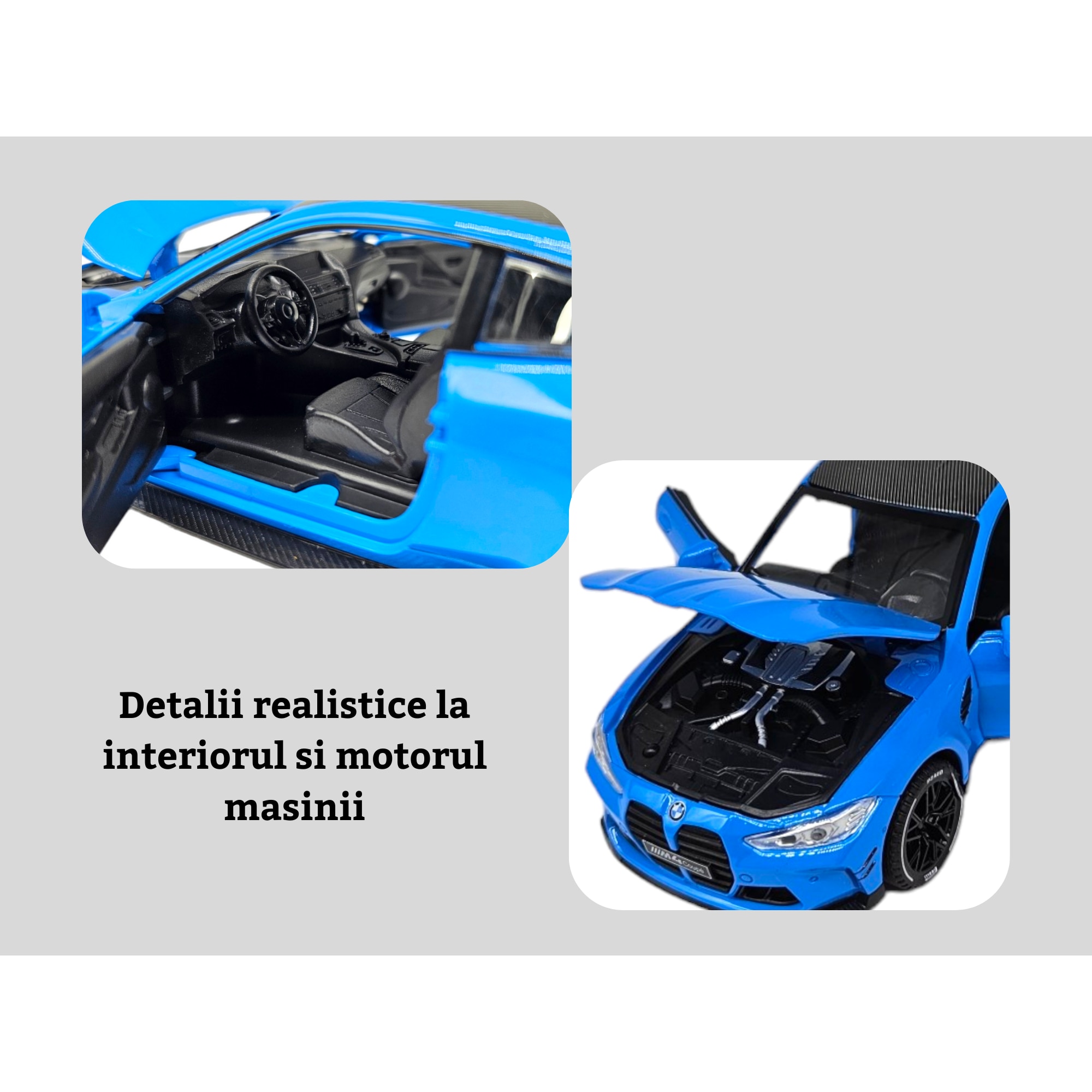 Masina metalica tip BMW M4, Usi mobile, Capota si portbagaj care se ...