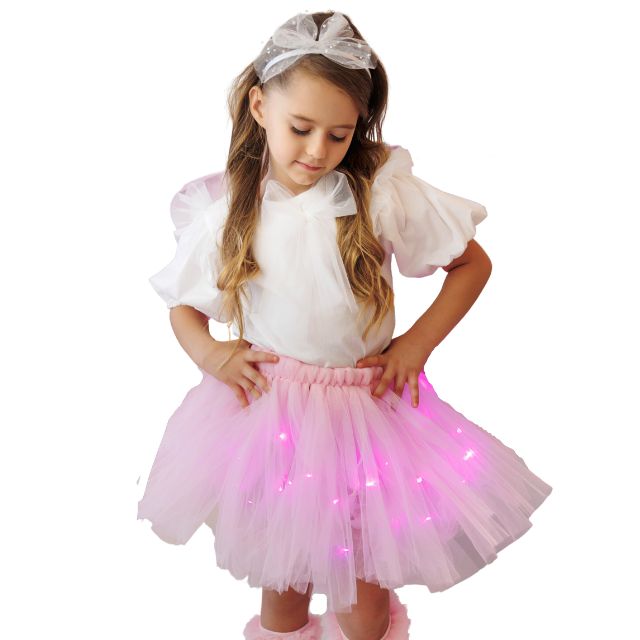 Fustita cu Luminite, Printesa, Roz Pal, 6-10 ani - eMAG.ro