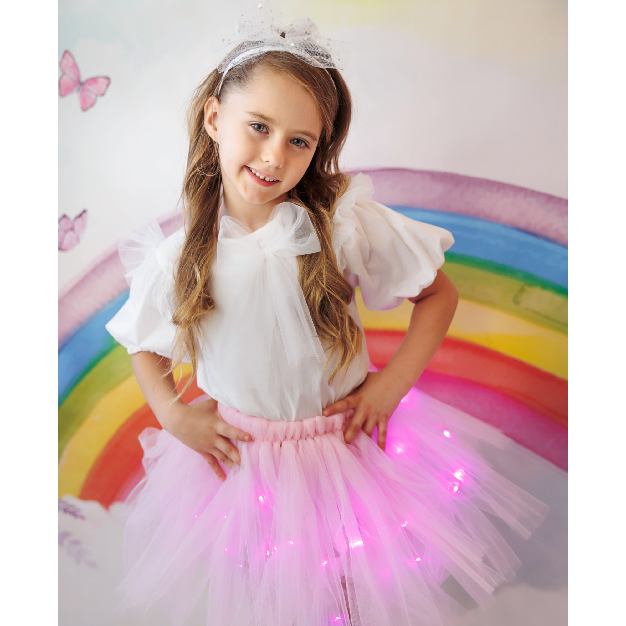 Fustita cu Luminite, Printesa, Roz Pal, 6-10 ani - eMAG.ro