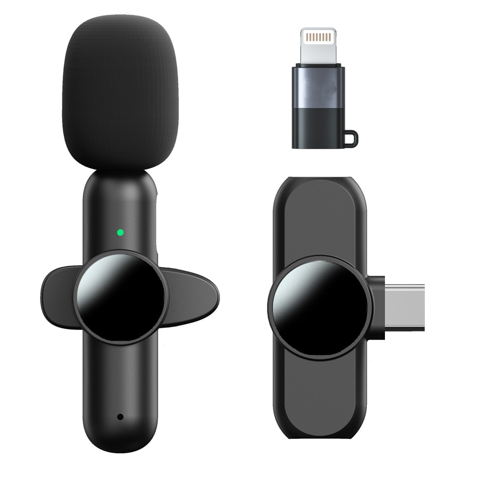 Set microfon/lavaliera, Wireless, USB-C/Lightning, Negru - eMAG.ro