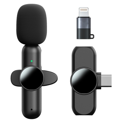 Set microfon/lavaliera, Wireless, USB-C/Lightning, Negru - eMAG.ro