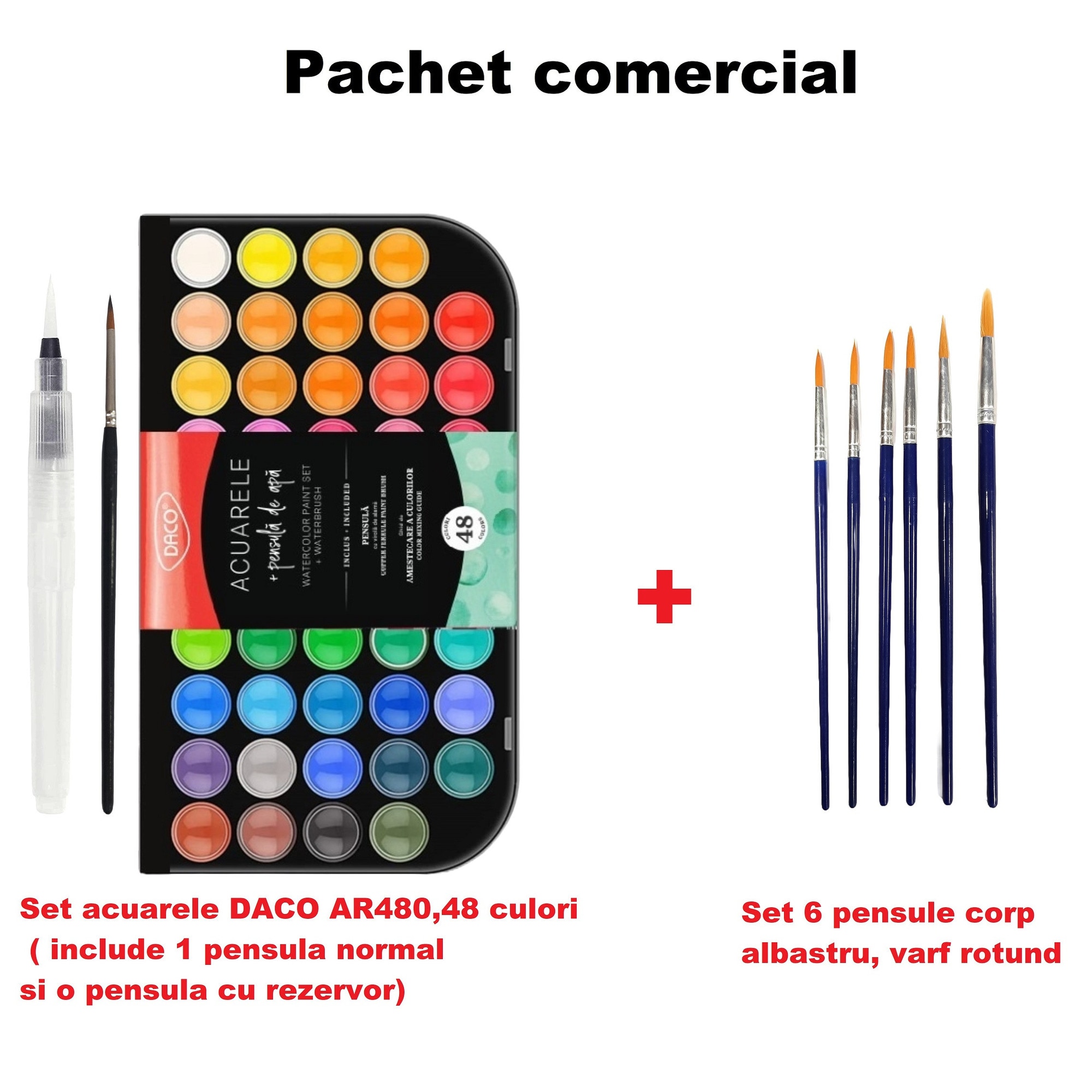 Set desen, Acuarele 48 culori, Daco, pentru copii, adulti sau artisti ...