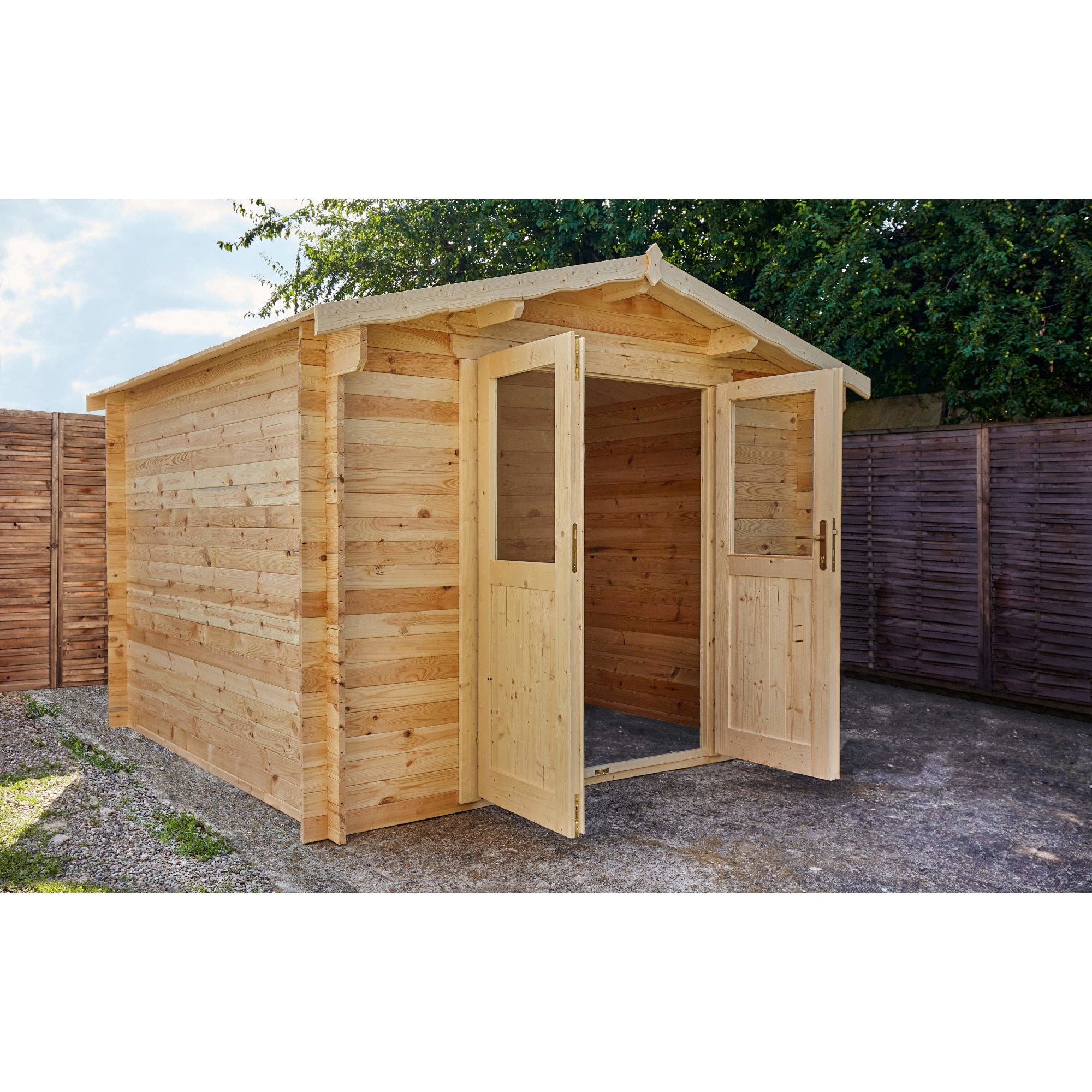 Casuta de gradina PROFI 2980 x 2980 mm, grosime 28 mm, natur - eMAG.ro