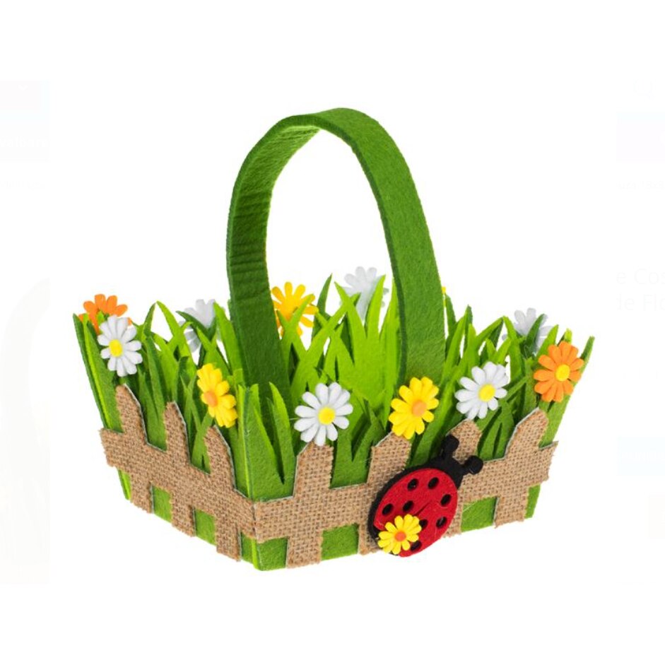 Cos decorativ de Paste cu Gardulet, Flori si Buburuza - eMAG.ro