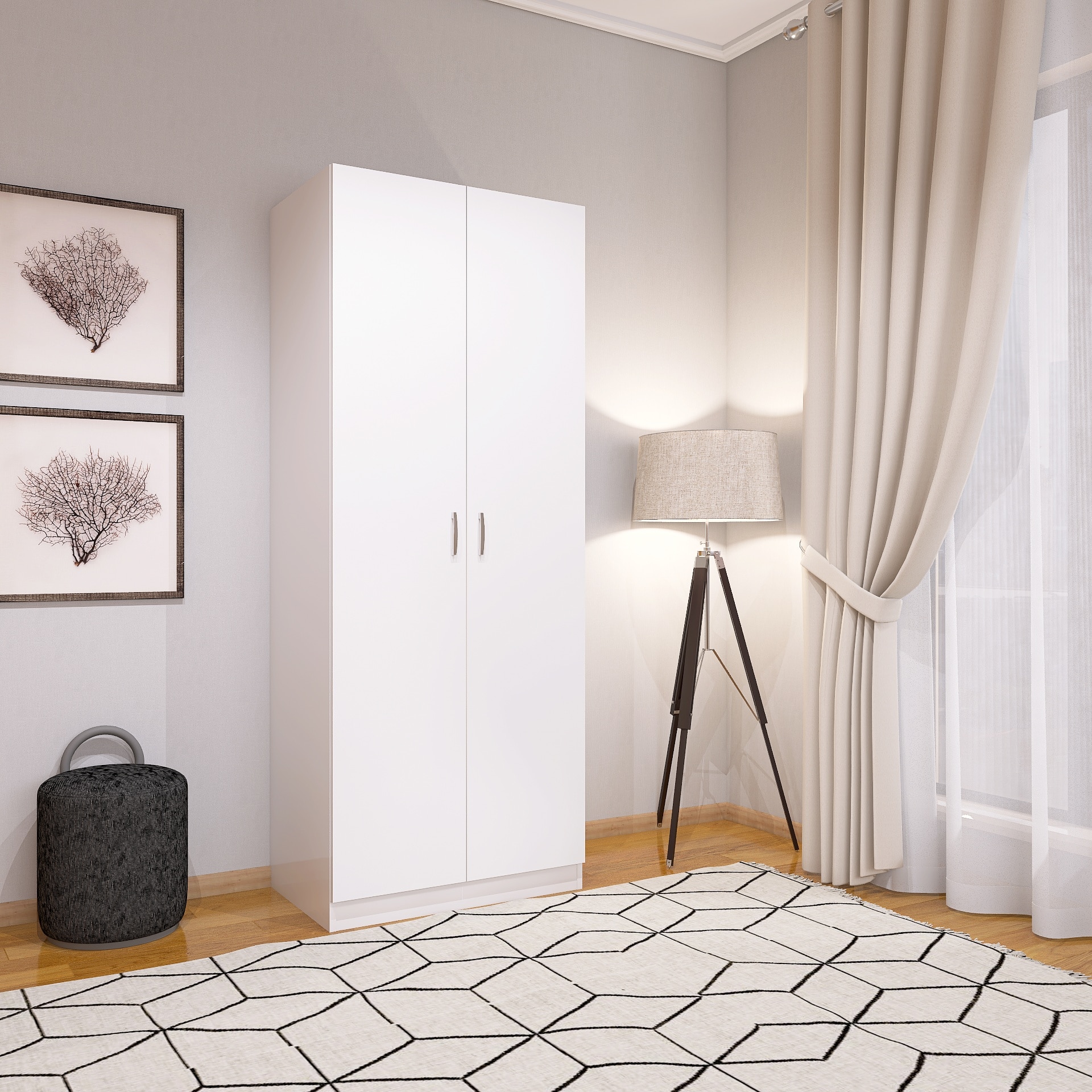 Dulap Depozitare RIO, Alb Mat, 175x100x50cm, Material PAL 18mm - eMAG.ro