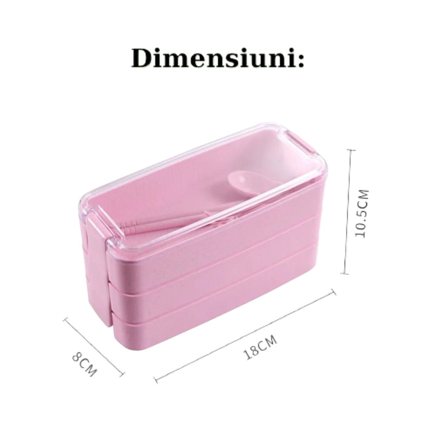 Caserola cu tacamuri pentru pranz/mancare cu 3 compartimente suprapuse ...