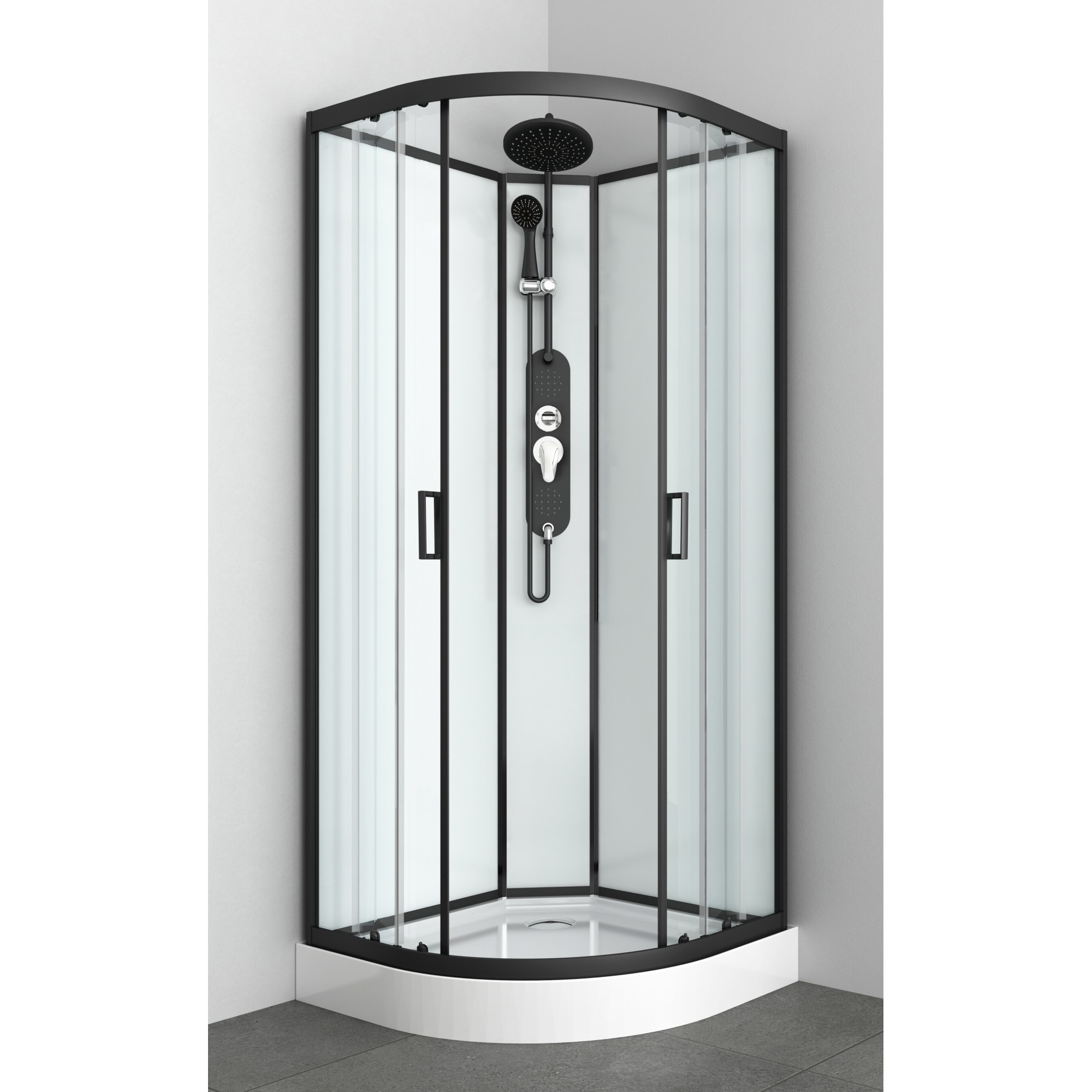 Cabina de dus completa, semirotunda, fara plafon, 90x90x235cm, EPIC 1 ...