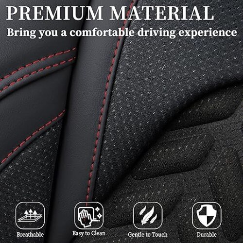 Huse Auto Premium Coverado, Set Complet, Negru cu Rosu pentru 5 Locuri ...