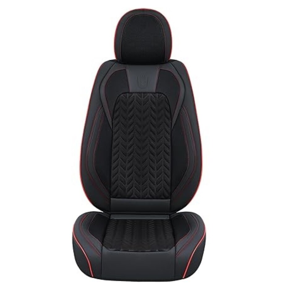 Huse Auto Premium Coverado, Set Complet, Negru cu Rosu pentru 5 Locuri ...