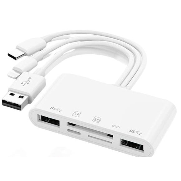 Четец на карти с памет 5 в 1 Plug And Play Usb Lightning Sd Tf