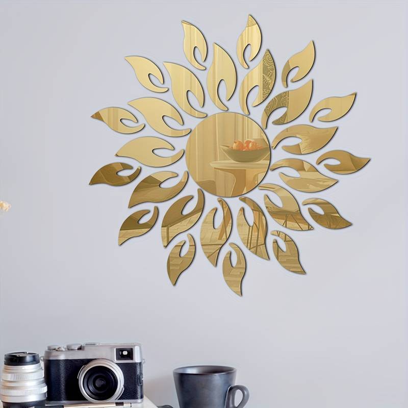 Set 27 oglinzi acrilice pentru decorarea peretilor, raze de soare ...