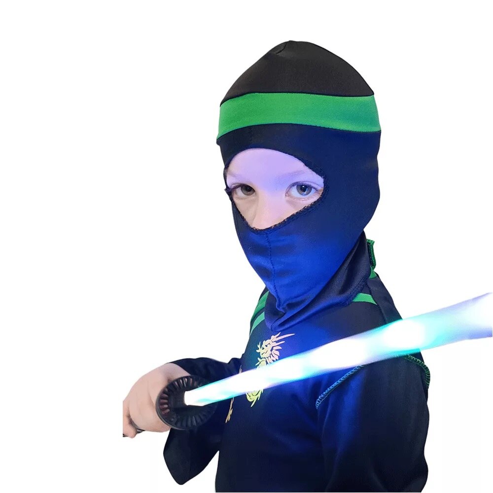 Costum Ninja, 10 ani, Negru/Verde - eMAG.ro