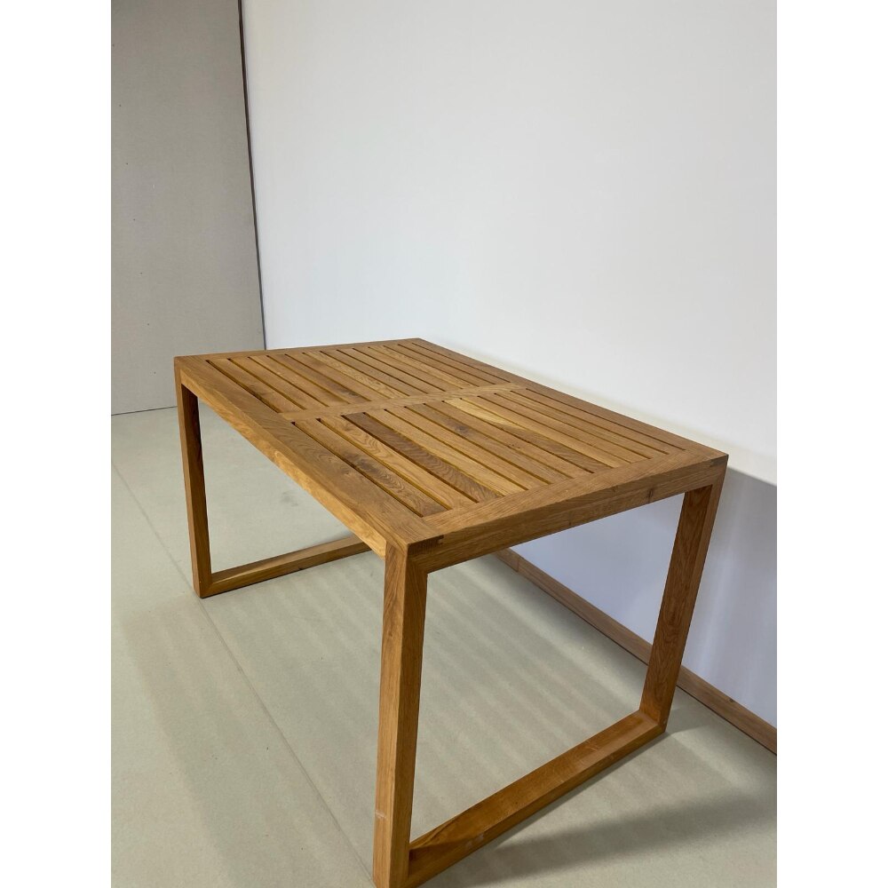 Masa gradina din lemn masiv stejar, 120 x 80 x 75 cm, Natur - eMAG.ro