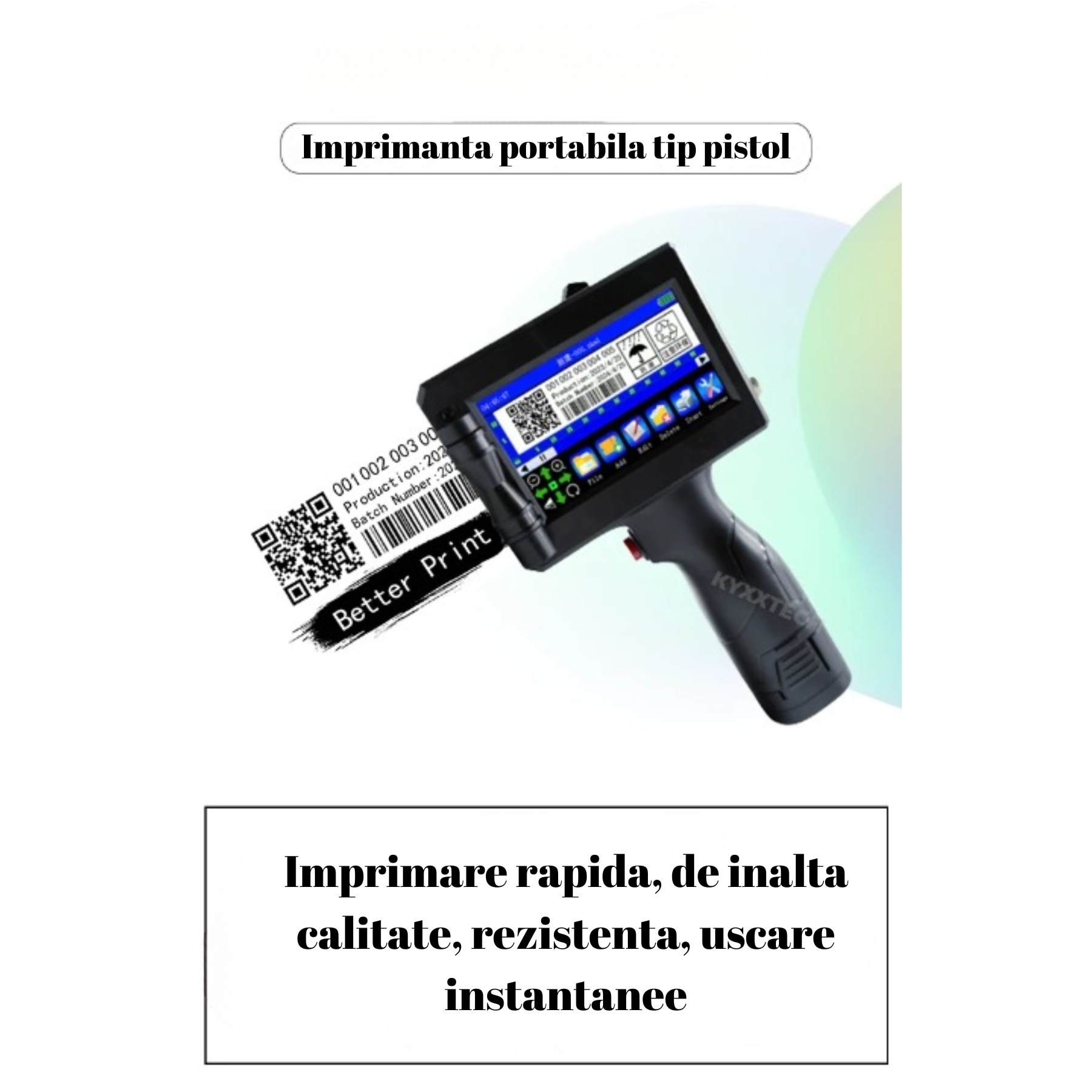 Imprimanta Inkjet portabila AFel, Tip pistol, pentru metal, plastic ...