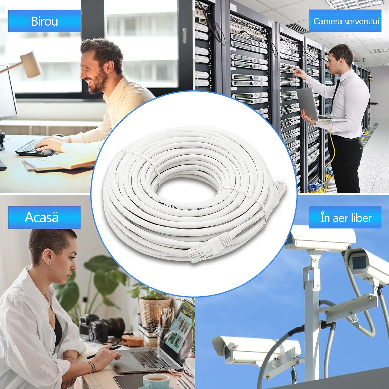 Cablu retea, Yulinland, RJ45, Cablu Ethernet de Internet cu Mufa, Cat 6 ...