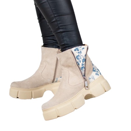 Ghete dama, piele naturala, Crem, 37 - eMAG.ro