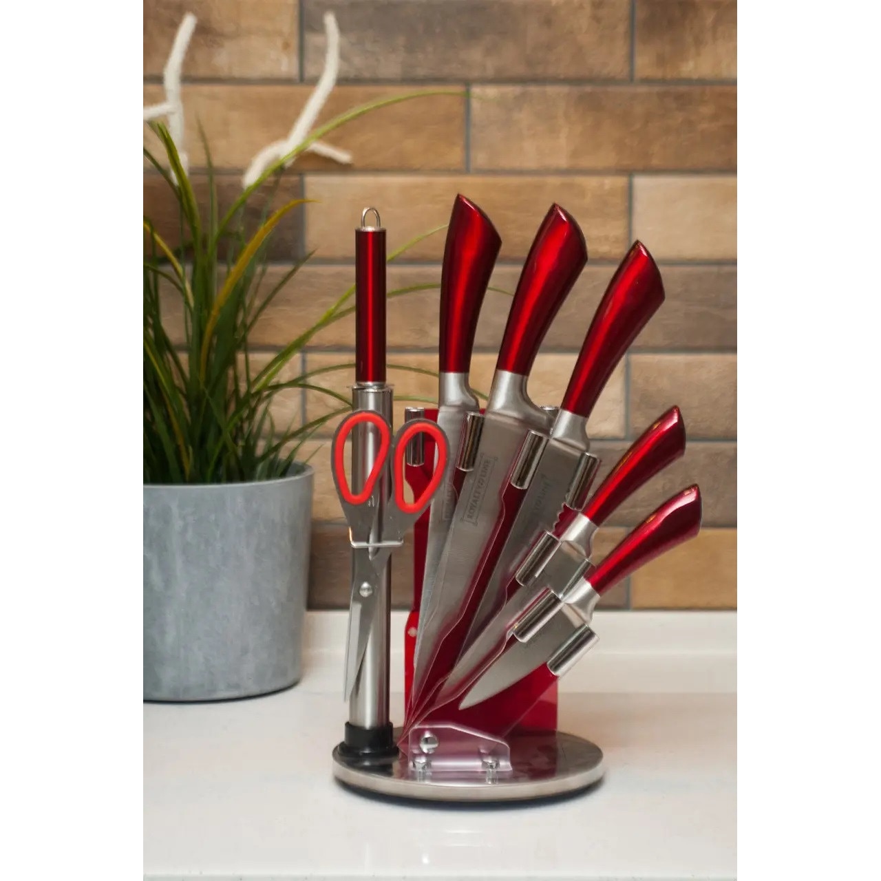 Set 8xCutite, Profesional, Suport rotativ, Rosu - eMAG.ro