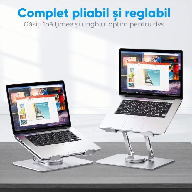 Suport laptop ergonomic, portabil, reglabil, pentru laptop si tableta ...