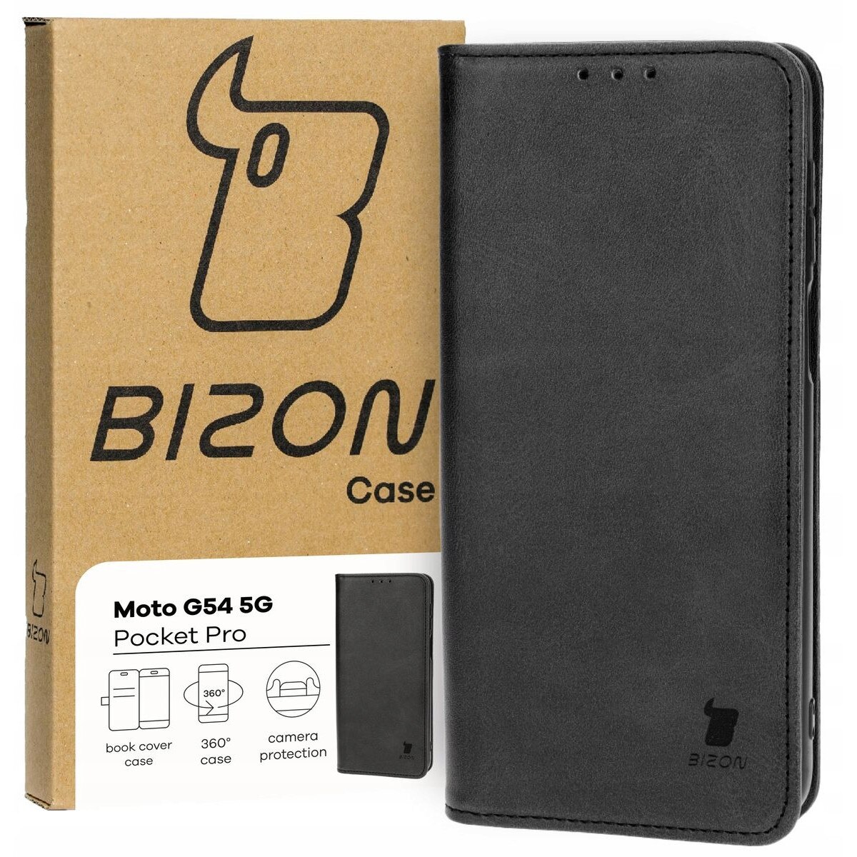 Husa protectie Bizon pentru Motorola Moto G54 5G, Piele ecologica ...