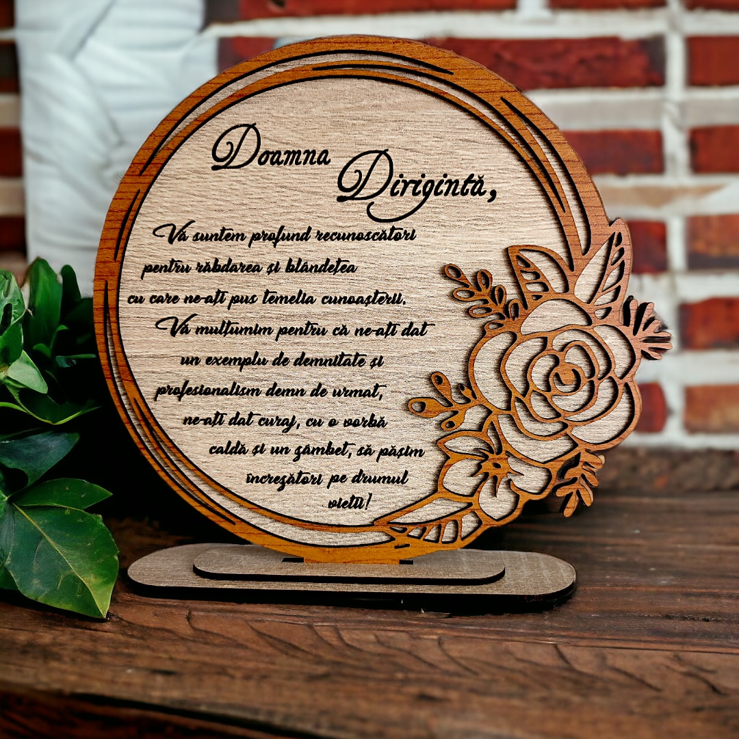 Decoratiune tablou cu rama trandafir, personalizat cu mesaj standard ...