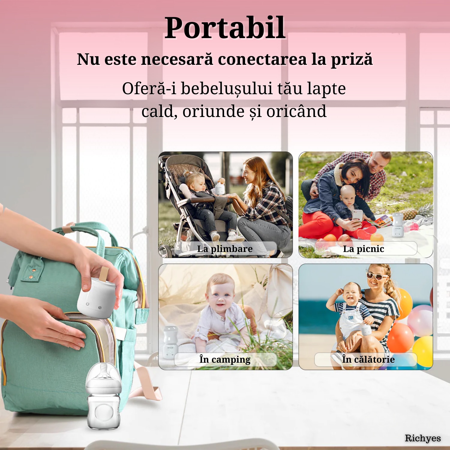 Incalzitor Portabil pentru Biberon, Richyes®, Pentru Lapte sau Apa ...