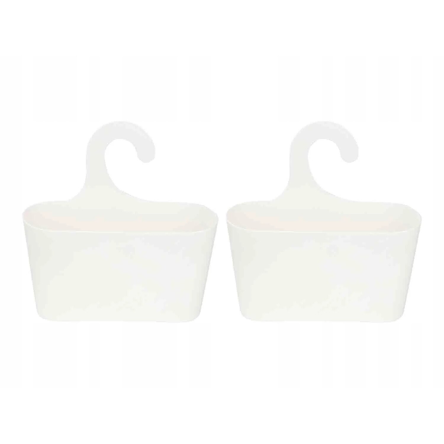 Set 2 organizatoare pentru baie Livarno, plastic alb, 26 x 26 x 9.5 cm ...