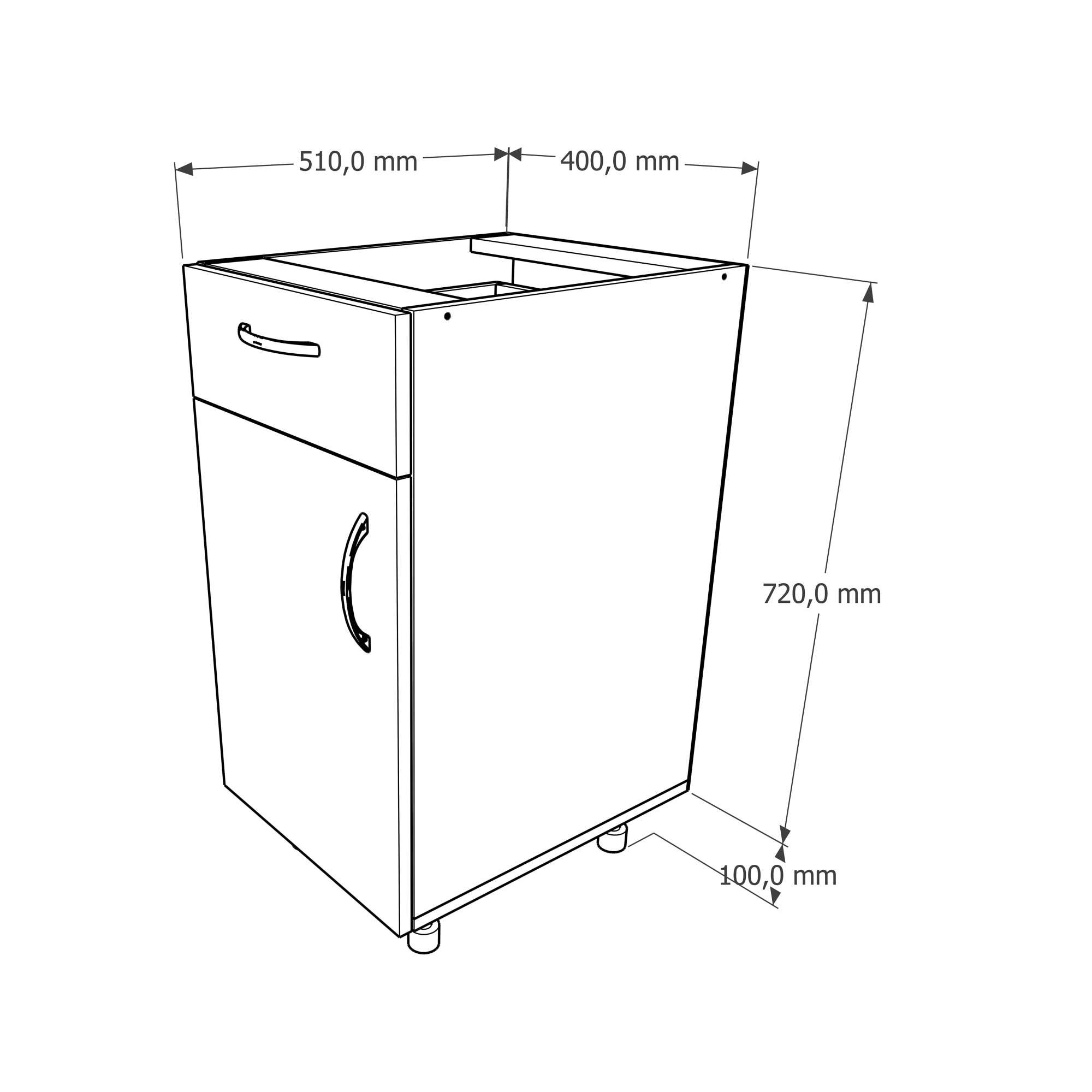 Corp Inferior Bucatarie cu 1 Usa si 1 Sertar, Komodo, 40X51X82 cm, PAL ...