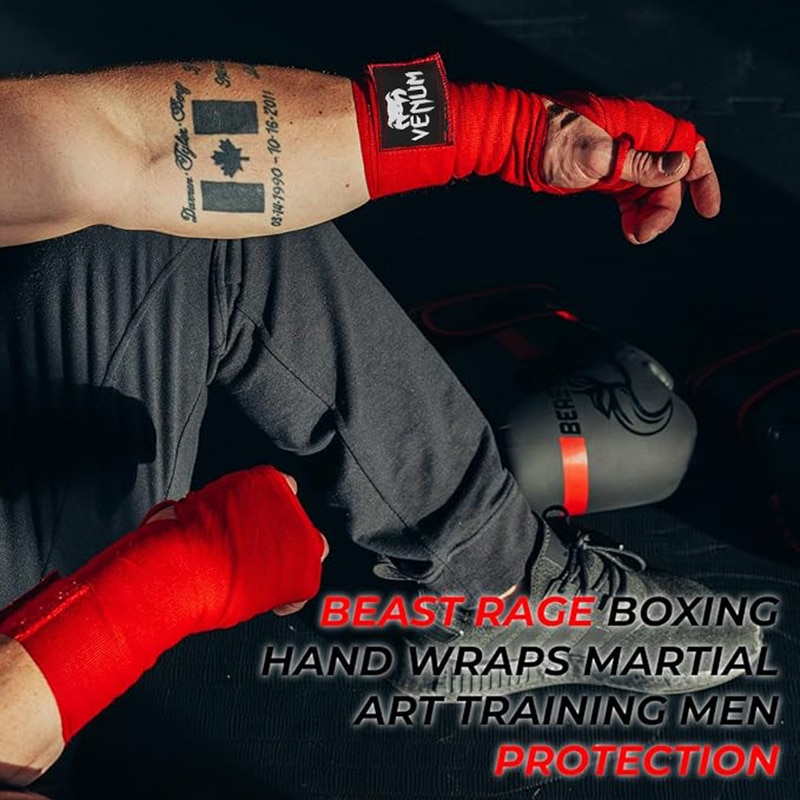 Set 2 bandaje de box, Nylon, 5m, Rosu - eMAG.ro