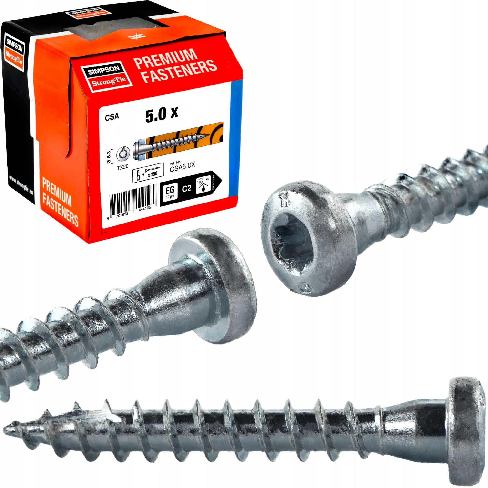 Комплект 250 Дърводелски винтове за конектори - Simpson CSA - 5х50мм ...