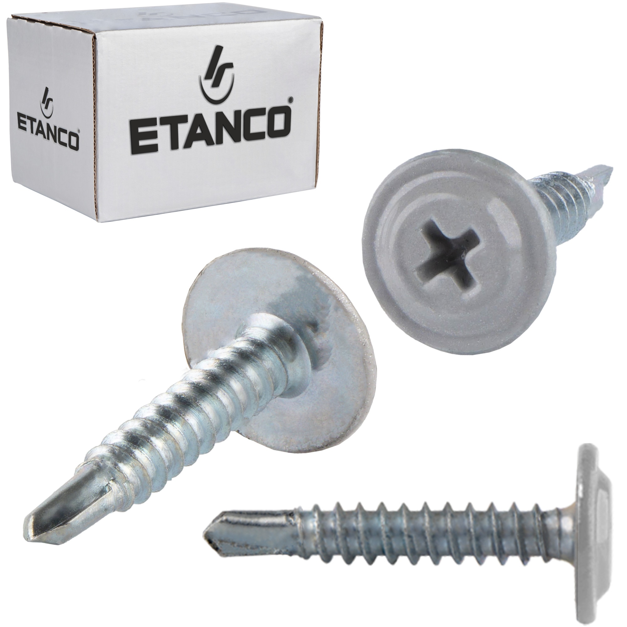 Set 250 Suruburi autoforante 4,2x25mm, RAL 9006, cu saiba, pentru tabla ...