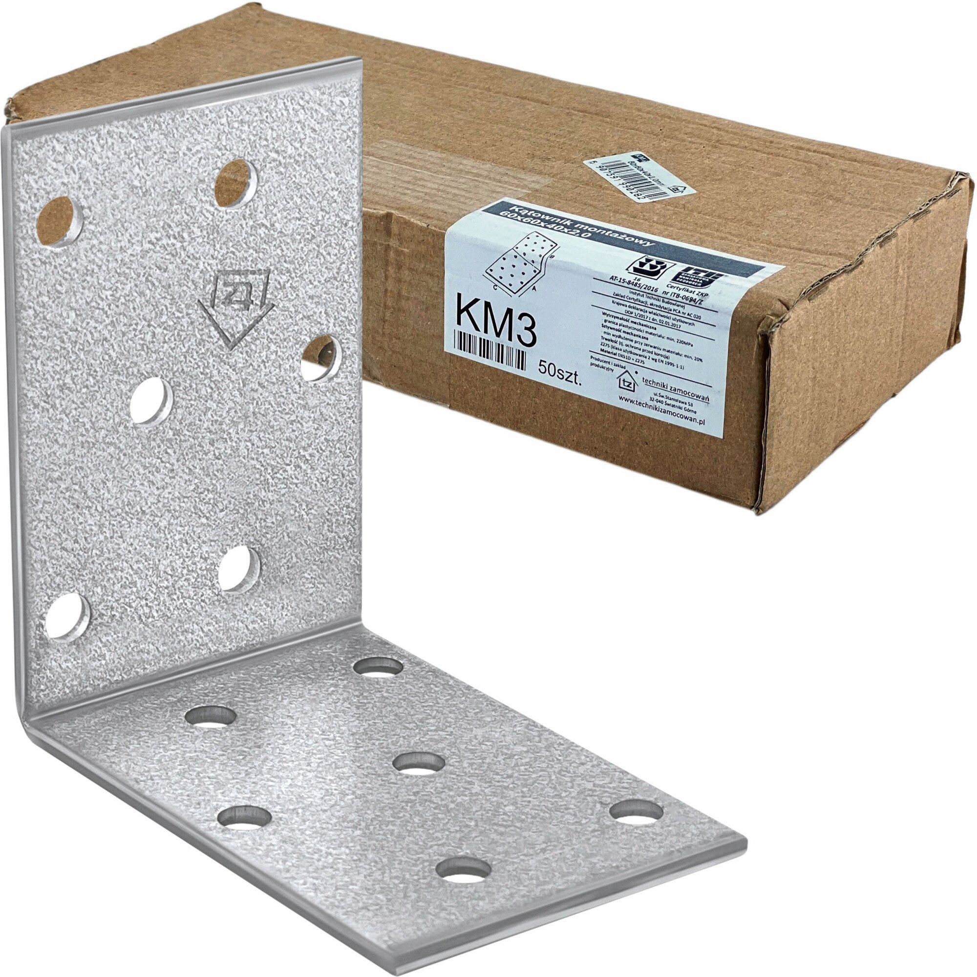 Комплект от 50 Дърводелски ъглови конектора, KM3 60x60x40x2, 0 - eMAG.bg