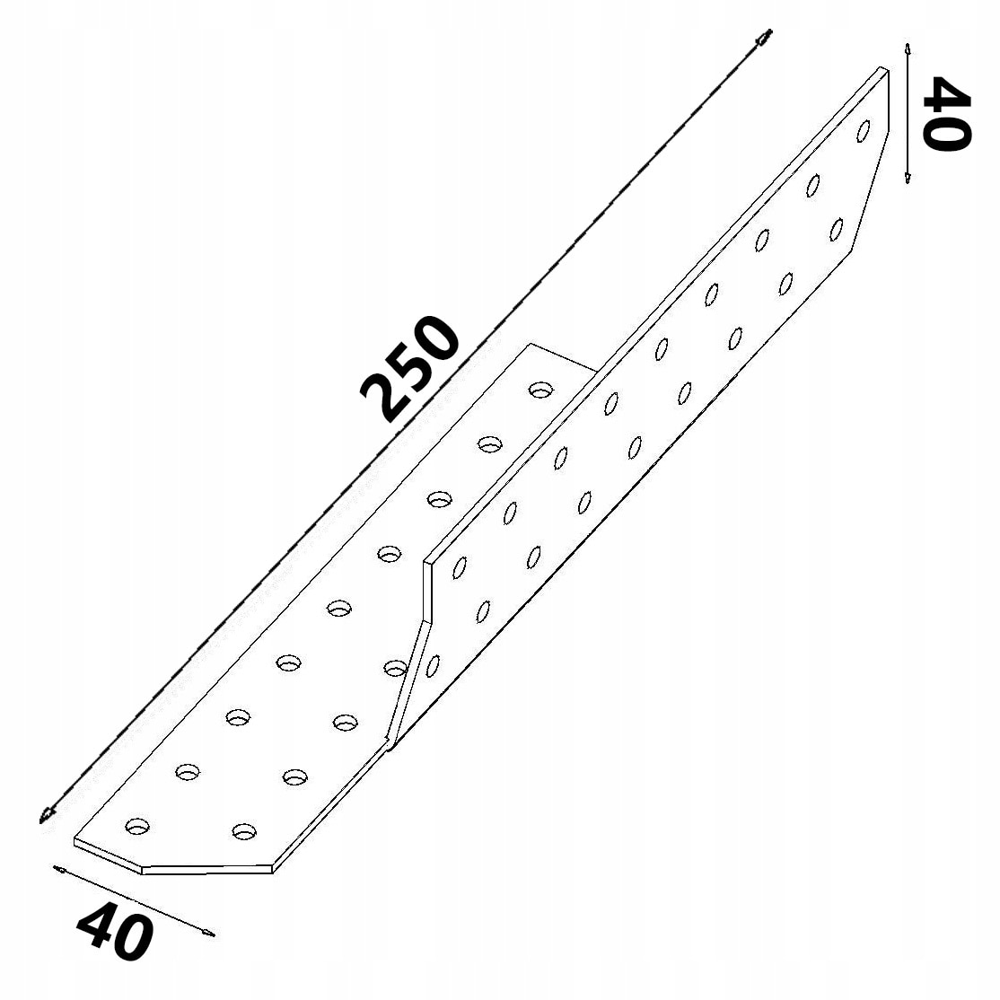 Set 50 Conector de capriori perforat, 40x250mm, pentru lemn, dulgherie ...