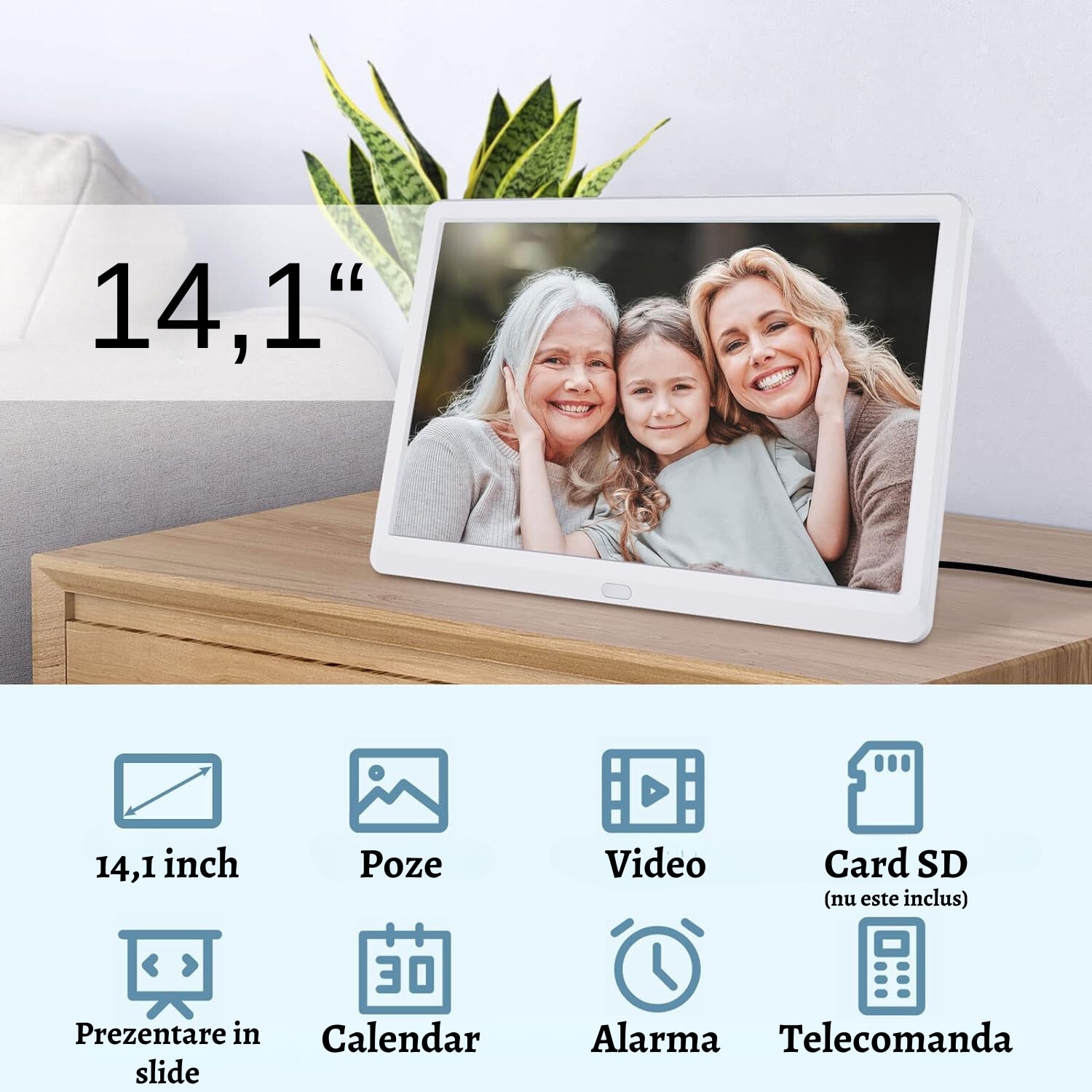 Rama foto digitala multimedia HD, MOGODA®, 1280x800, 14.1 inch, Slim ...