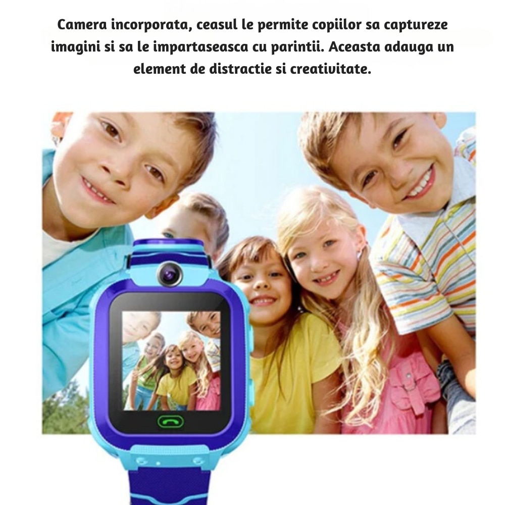 Ceas Smartwatch pentru copii, INCENTIUM, Functie telefon, wi-fi ...