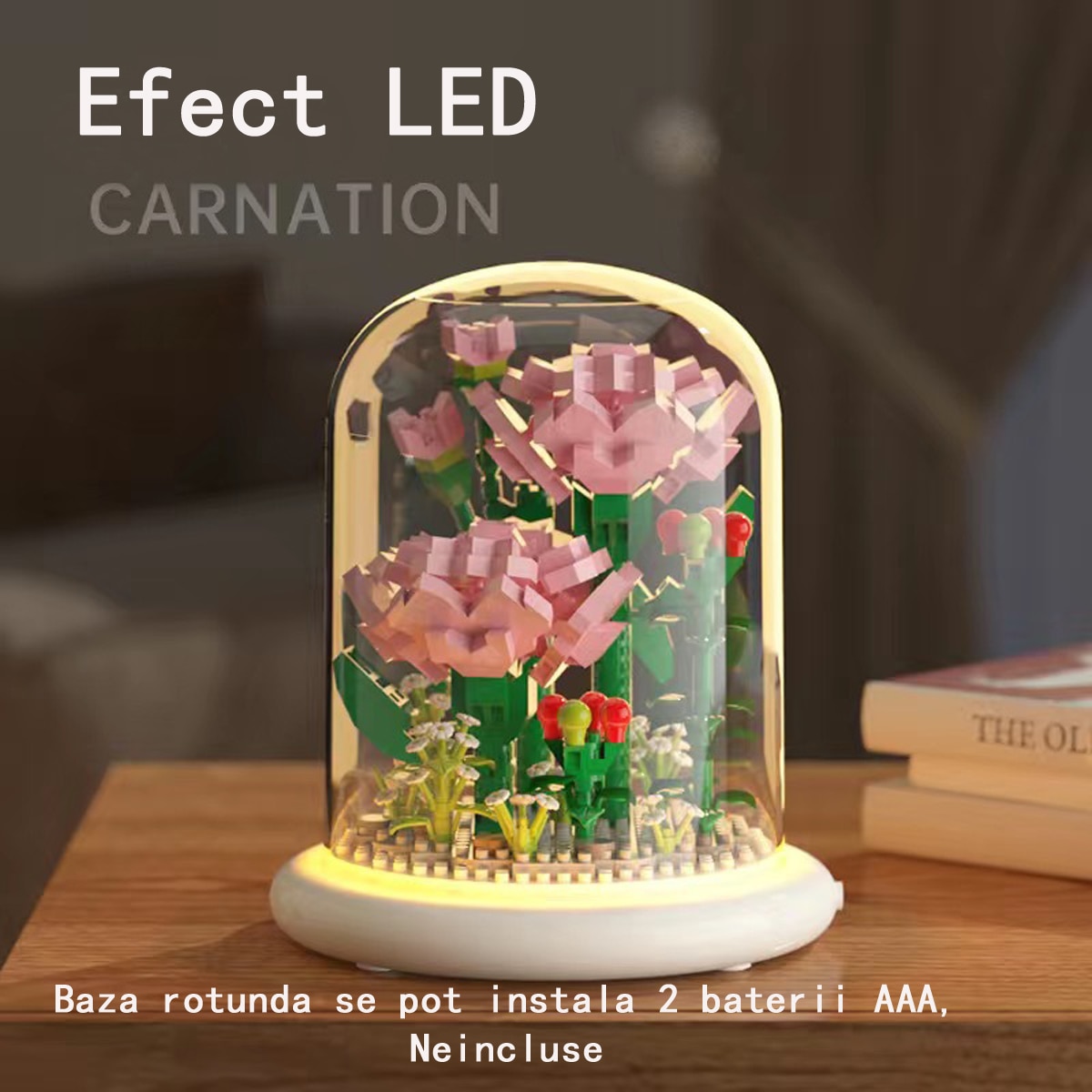 Set flori blocuri de constructie, MorFansi, cu abajur si baza, 600+ de ...