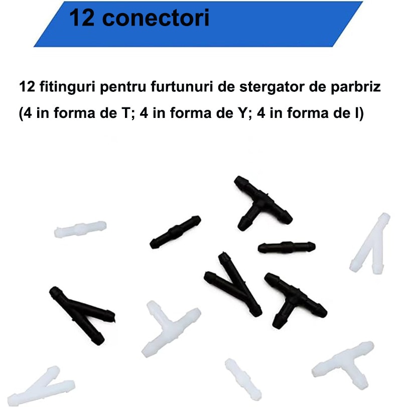 Furtun de parbriz, Cauciuc, 4 metri, Cu 12 PC -uri conectori, Negru/Alb ...