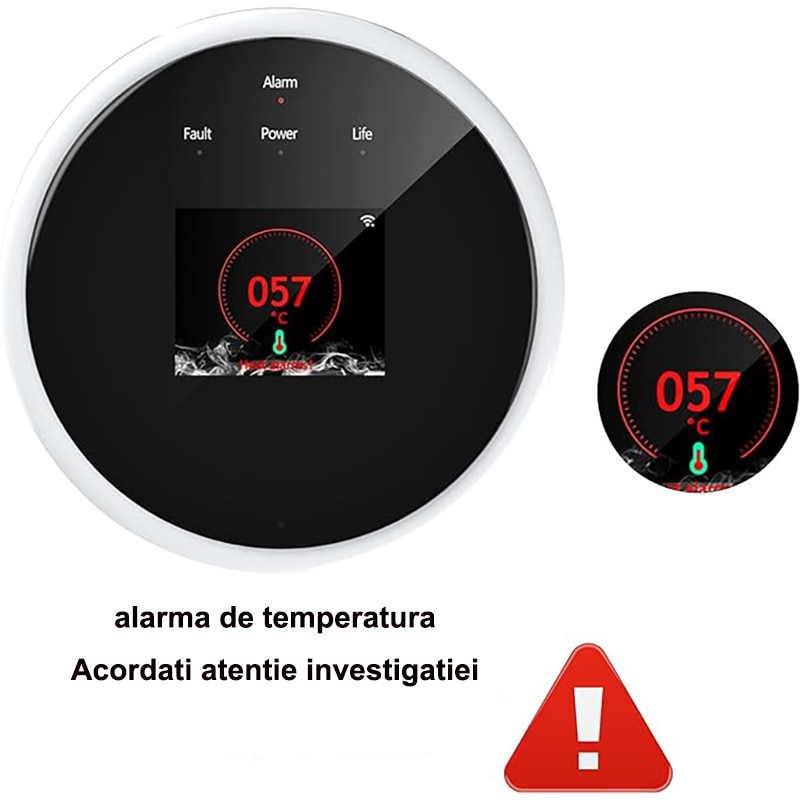 Detector inteligent de scurgeri de gaze naturale, Afisaj LCD, Alb - eMAG.ro